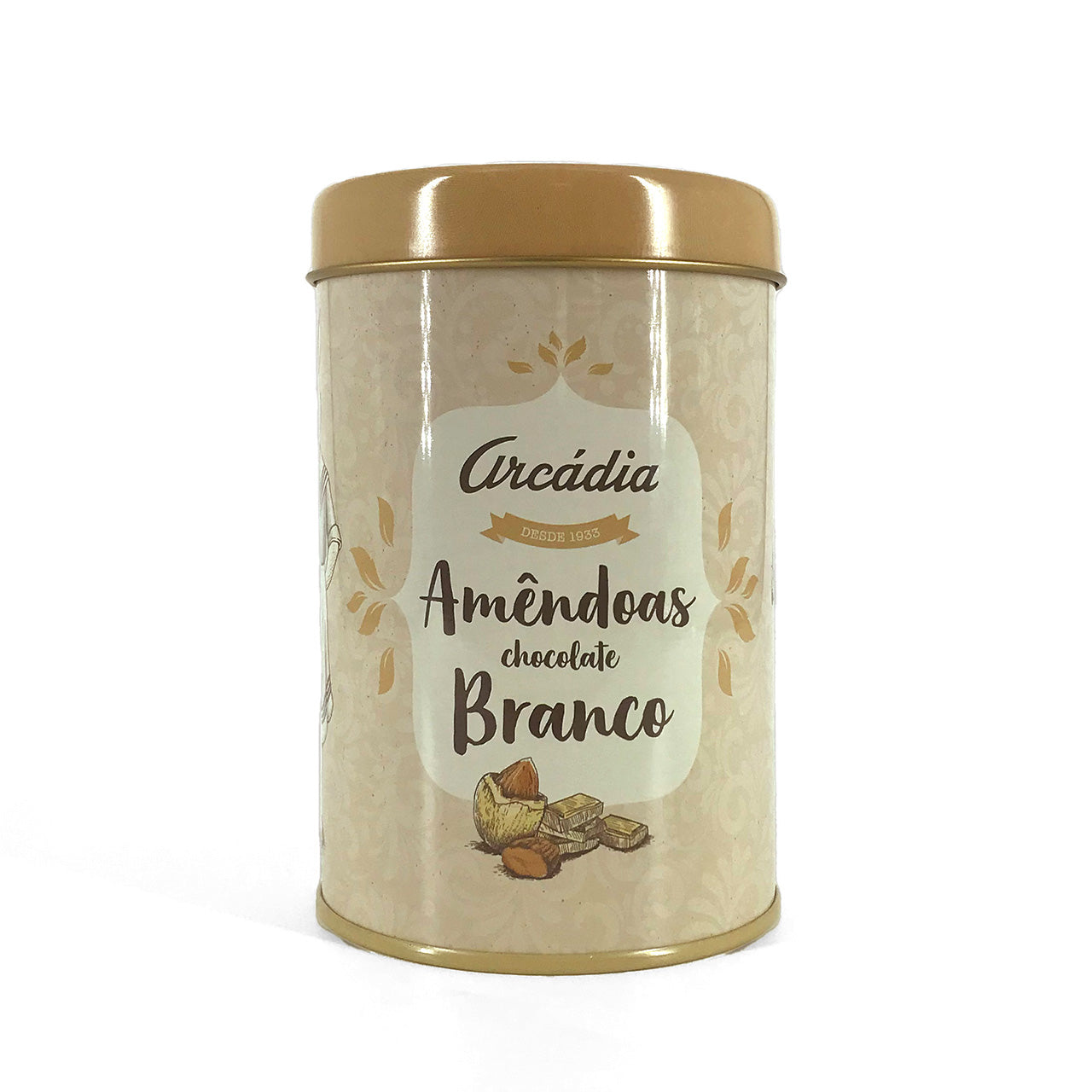 Lata de Amêndoas - Chocolate Branco - Arcádia - Especial Páscoa