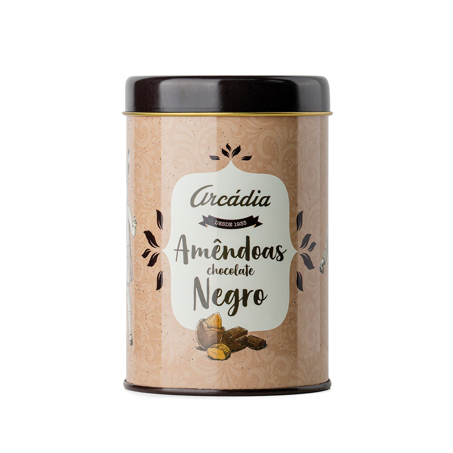 Lata de Amêndoas - Chocolate Negro - Arcádia - Especial Páscoa